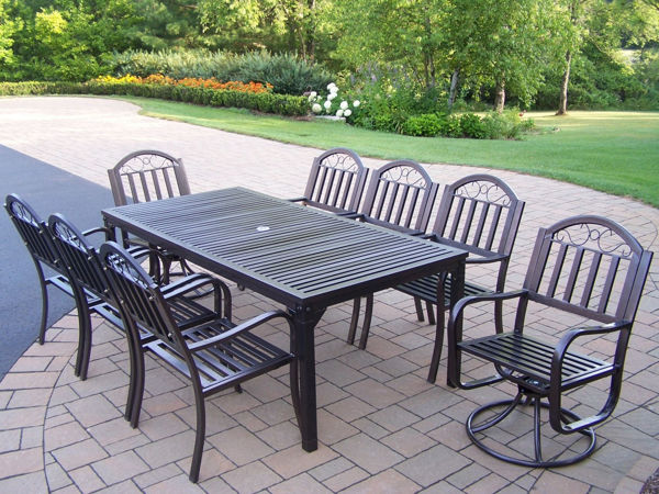 Patio Store. Rochester 9 Pc. Dining Set with 80x40-inch rectangular ...